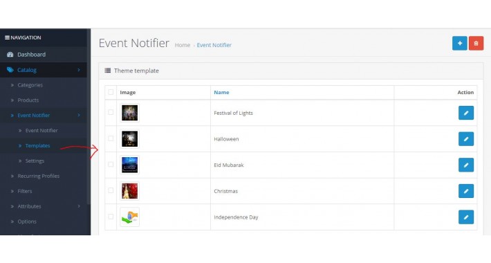 OpenCart - Event Notifier