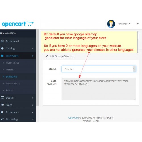 OpenCart - Multilingual / Multistore Google Sitemap Feeds