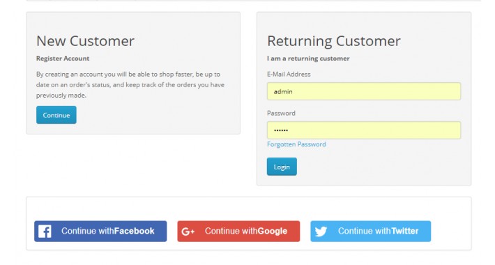 OpenCart - Opencart Social Login