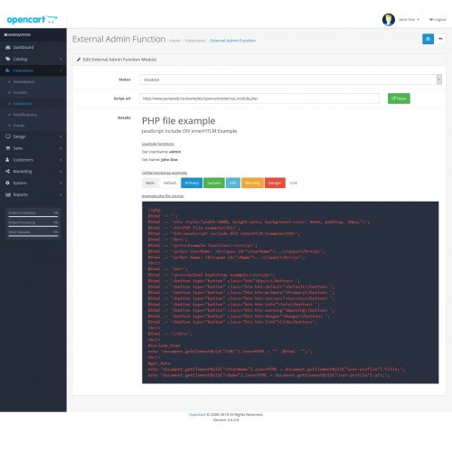 OpenCart - External Admin Module