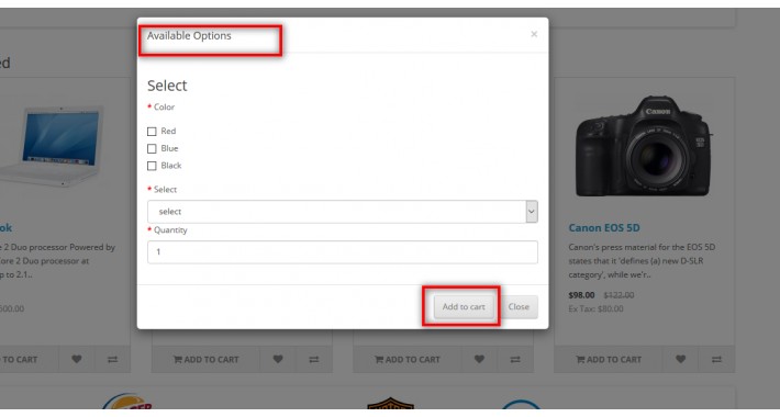 OpenCart - Add to cart product option