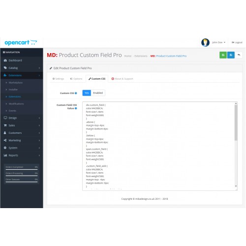 OpenCart - Product Custom Field Pro - With Additional Fields