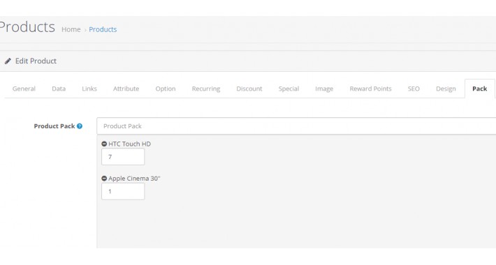 OpenCart - Product package