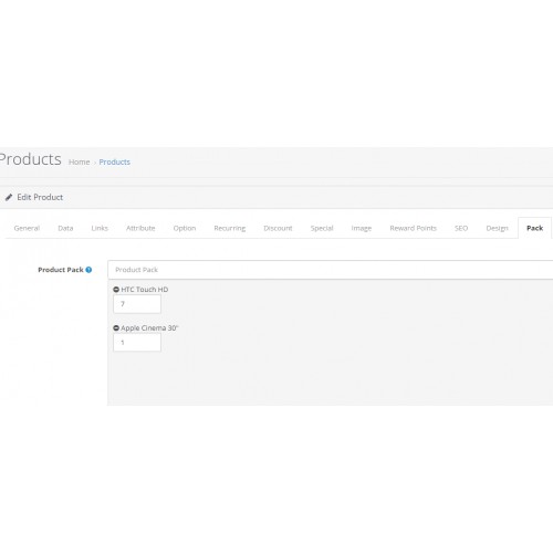 OpenCart - Product package