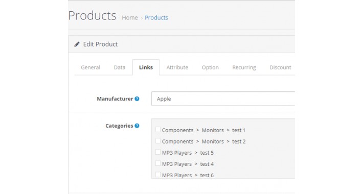 OpenCart - product category checkbox
