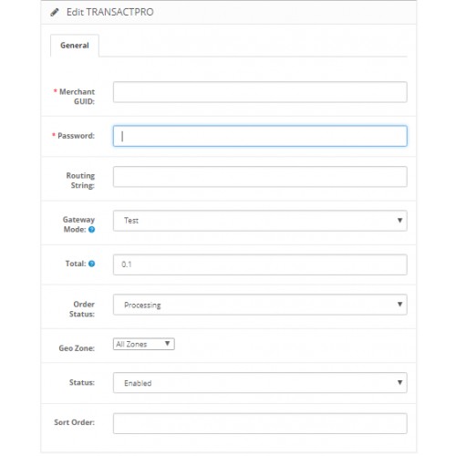 OpenCart - Transact Pro Payment