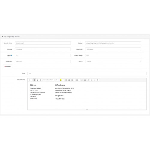OpenCart - BC Google Map