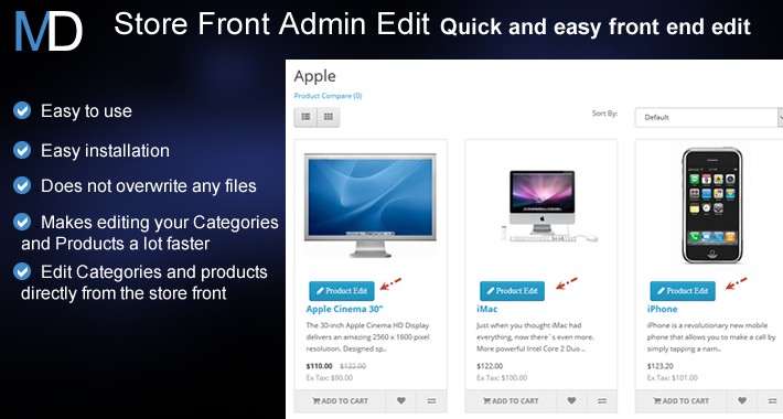 OpenCart - Easy Store Front Edit
