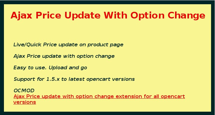 OpenCart - Ajax Price Update With Option Change