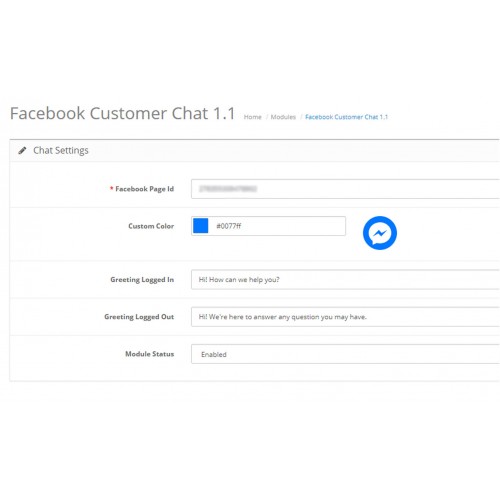 OpenCart - Facebook Customer Chat
