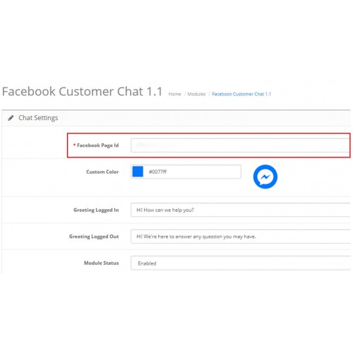 OpenCart - Facebook Customer Chat