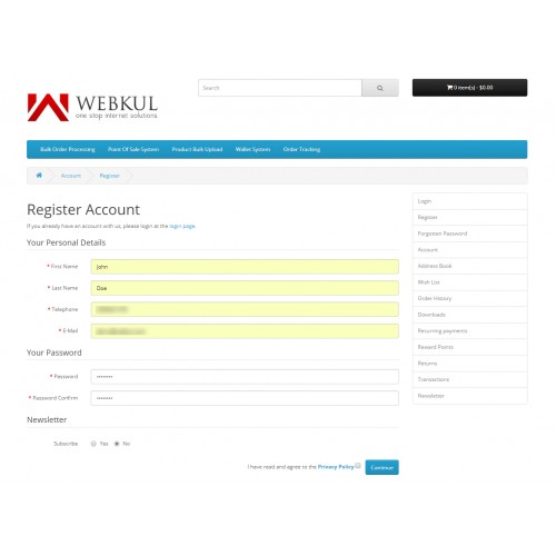 OpenCart - Opencart Google Chrome Smart Auto Login