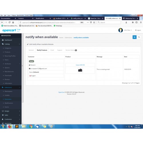 OpenCart - Notify when product in stock