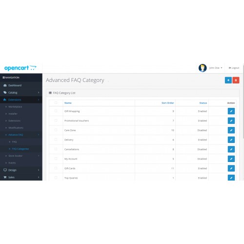 OpenCart - Advanced FAQ - Frequently Asked Questions