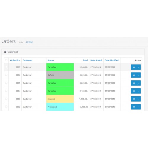 OpenCart - Kanban Dashboard & Order Status Colors