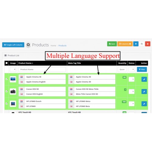 OpenCart - Multiple Products Quick Editor