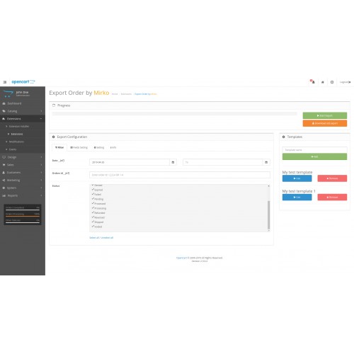OpenCart - Export Orders to Excel
