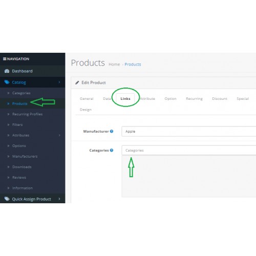 OpenCart - Quick Assign Products to Categories