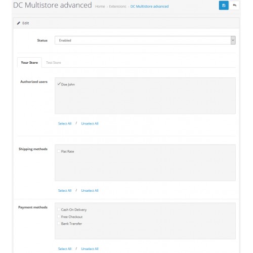OpenCart - DC Multistore advanced