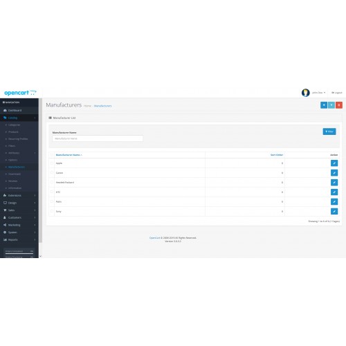 OpenCart - Admin Filters Extension
