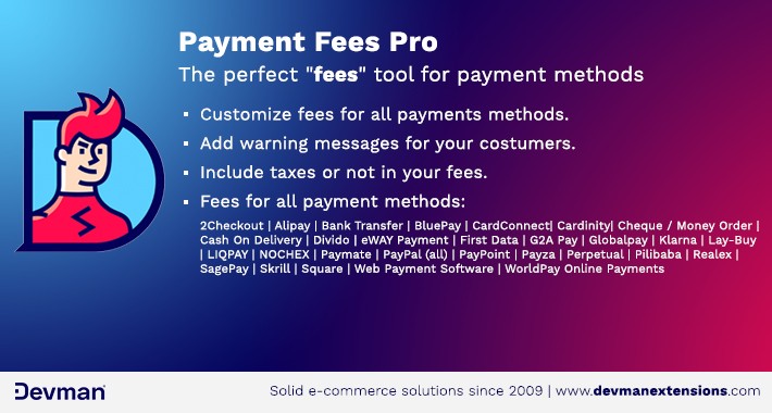 OpenCart - Payment Fees PRO - Assigns fees to payment methods
