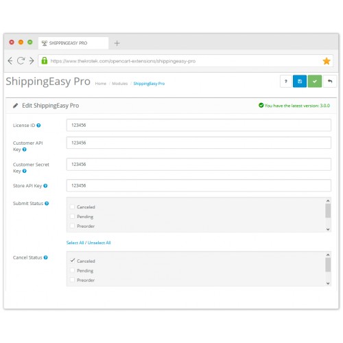 OpenCart - ShippingEasy Pro