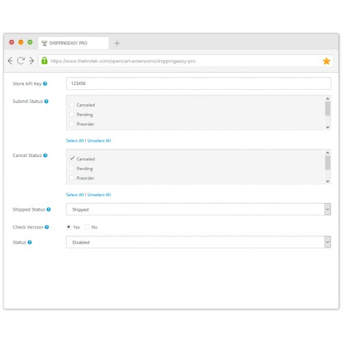 OpenCart - ShippingEasy Pro