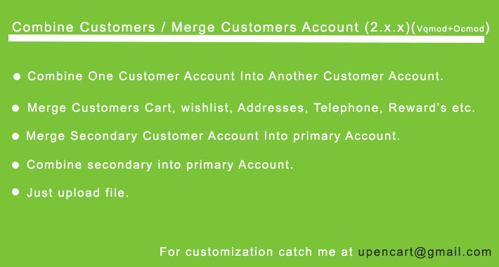 OpenCart - Combine / Merge Customers Accounts - Customer ID BETA VERSION