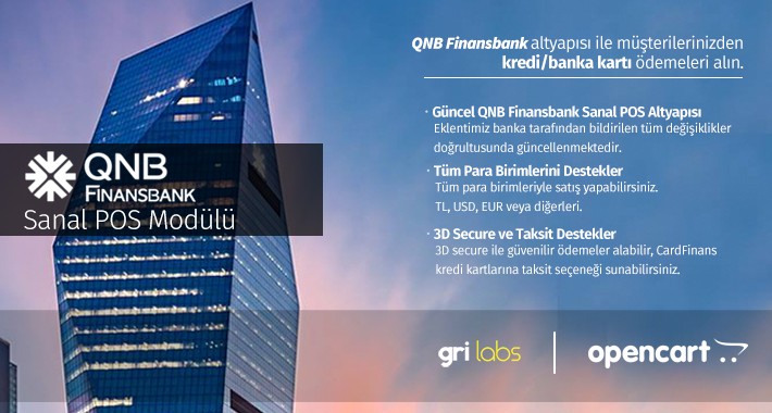 OpenCart - QNB Finansbank OpenCart Sanal POS Modülü - Finansbank OpenCart