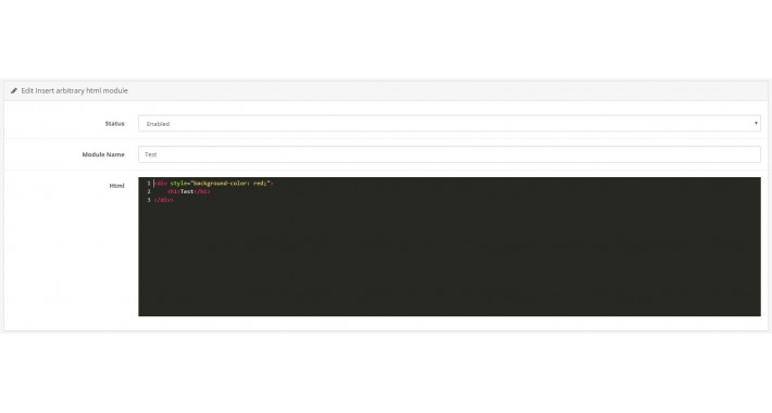 OpenCart - Insert arbitrary html plugin