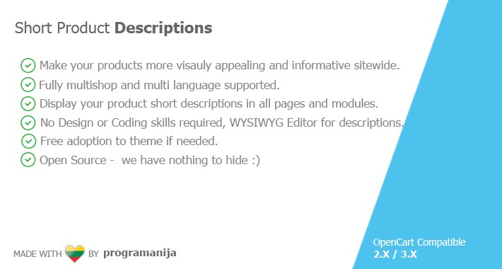 OpenCart - Short Product Descriptions (all pages sitewide)