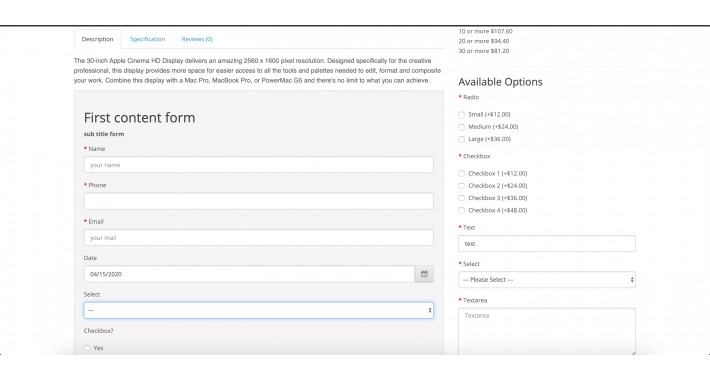 OpenCart - Contacts form, custom code anywhere. Shortcode system