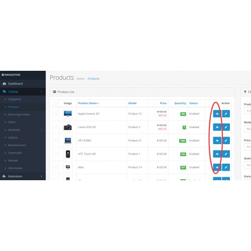 OpenCart - Admin Product Preview