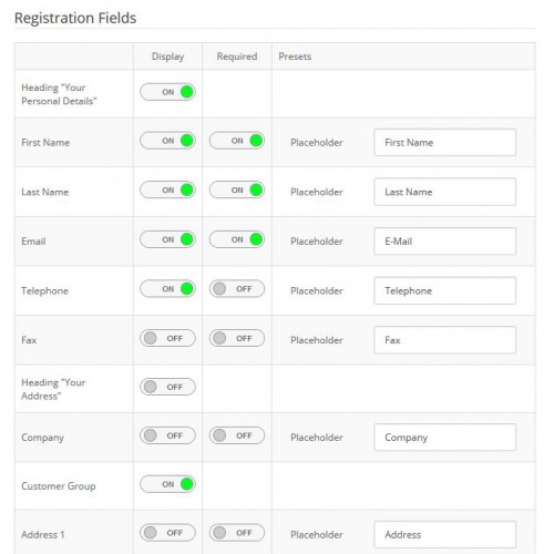OpenCart - Quick Registration