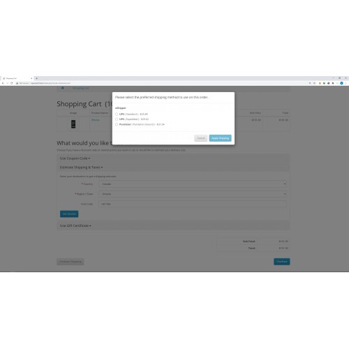 OpenCart - eShipper Shipping Module(Purolator,UPS.Fedex)