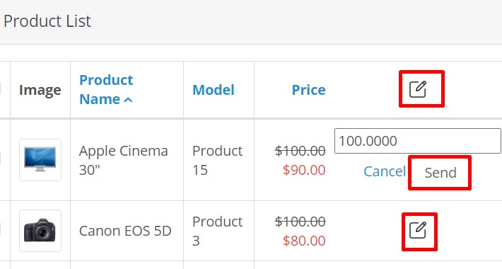 OpenCart - Update prices quickly in Admin
