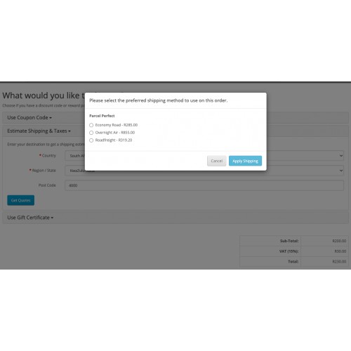 OpenCart - Parcel Perfect Shipping Method