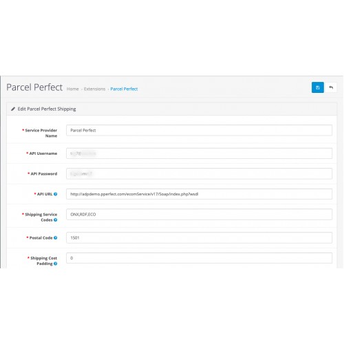 OpenCart - Parcel Perfect Shipping Method