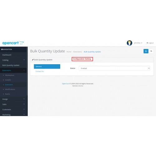 OpenCart - Bulk Quantity Update