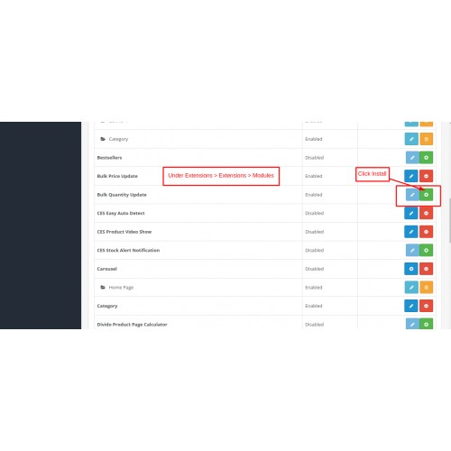 OpenCart - Bulk Quantity Update