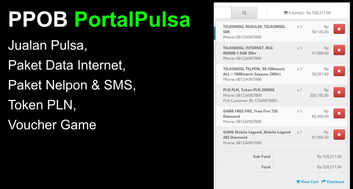 OpenCart - PPOB PortalPulsa - Jual Pulsa, Paket Internet, Token PLN, dll