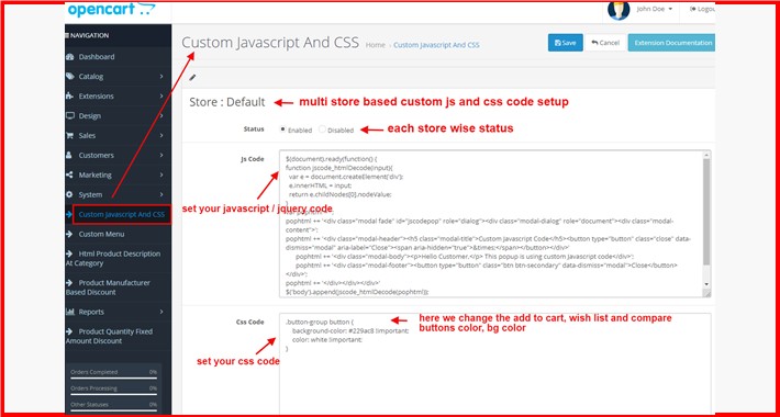 Opencart Custom Javascript And Css