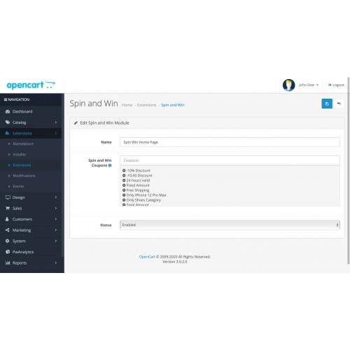 OpenCart - Opencart Spin and Win Module Pro