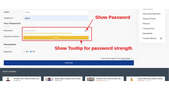 OpenCart - Password Validation Analzyer