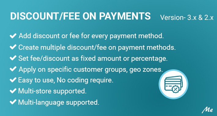 OpenCart - Discount/Fee on Payments