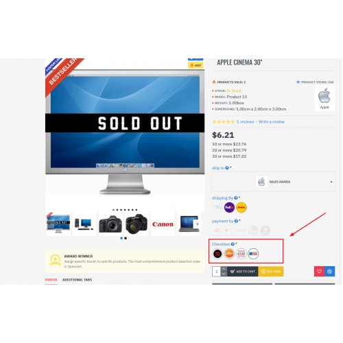 OpenCart - Display Options checkbox with image