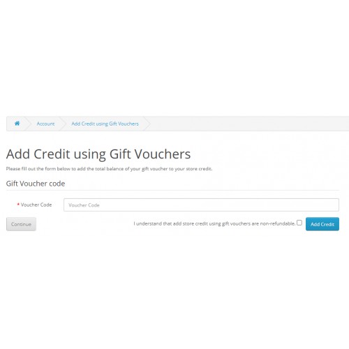 OpenCart - Add Store Credit - Gift Vouchers