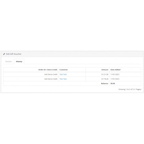OpenCart - Add Store Credit - Gift Vouchers