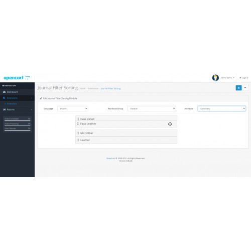 OpenCart - Journal Filter Sorting