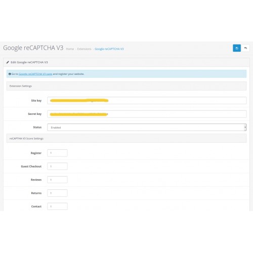 OpenCart - Google reCAPTCHA V3 for all